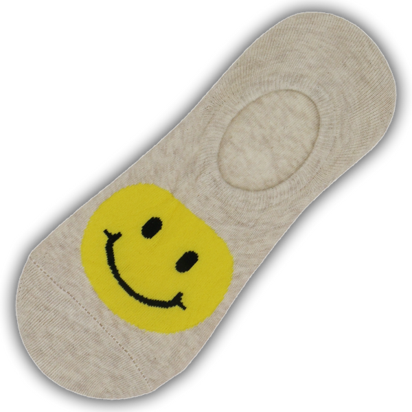BIG SMILEY FACE NO SHOW SOCKS HEATHER – Funky Dunky Store